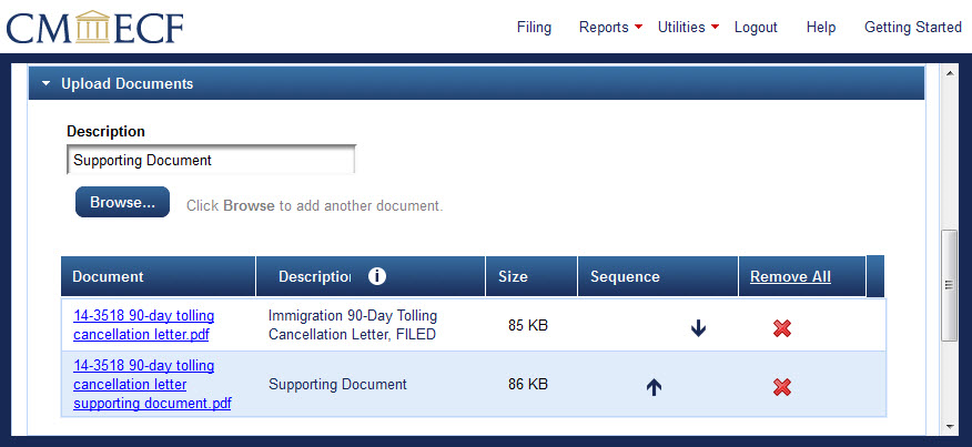 How To Use CM/ECF: Filing a letter to cancel tolling